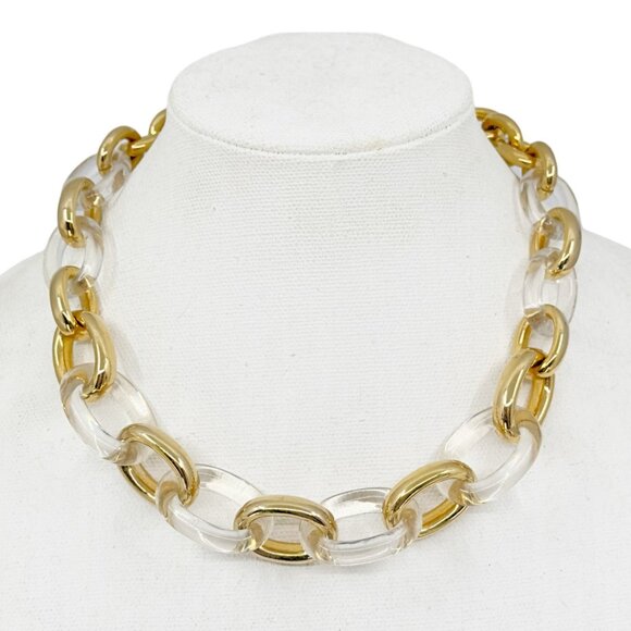 Jewelry | Gold Tone Clear Acrylic Link Chain Necklace Sku251 | Poshmark